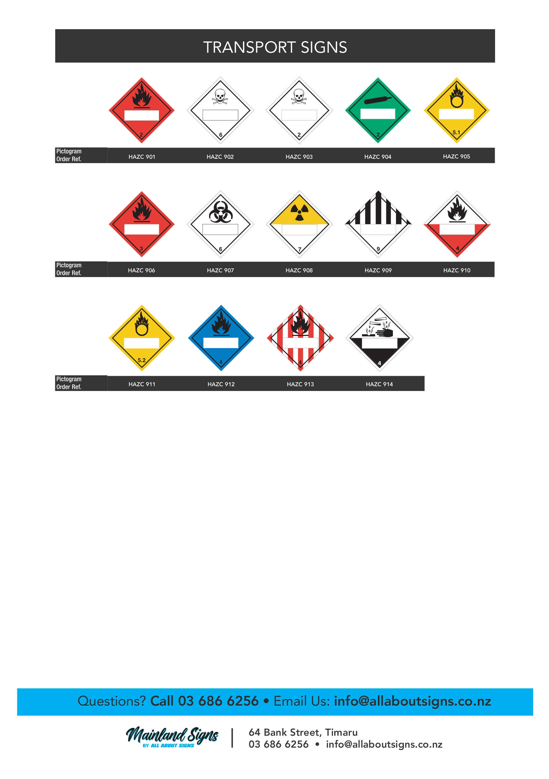 HAZC 901-914 – Mainland Signs